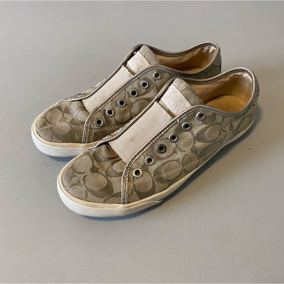Coach | Shoes | Coach Sz 85 Bev Gold Tone Slip On Sneakers | Poshmark